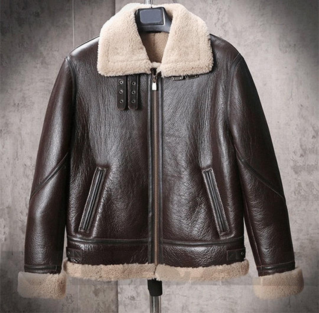 Brown B3 Bomber Aviator Jacket RAF Aviator Brown Bomber Jacket ...