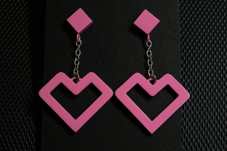 Maplestory-inspired Metal Heart Earrings Earrings - Etsy