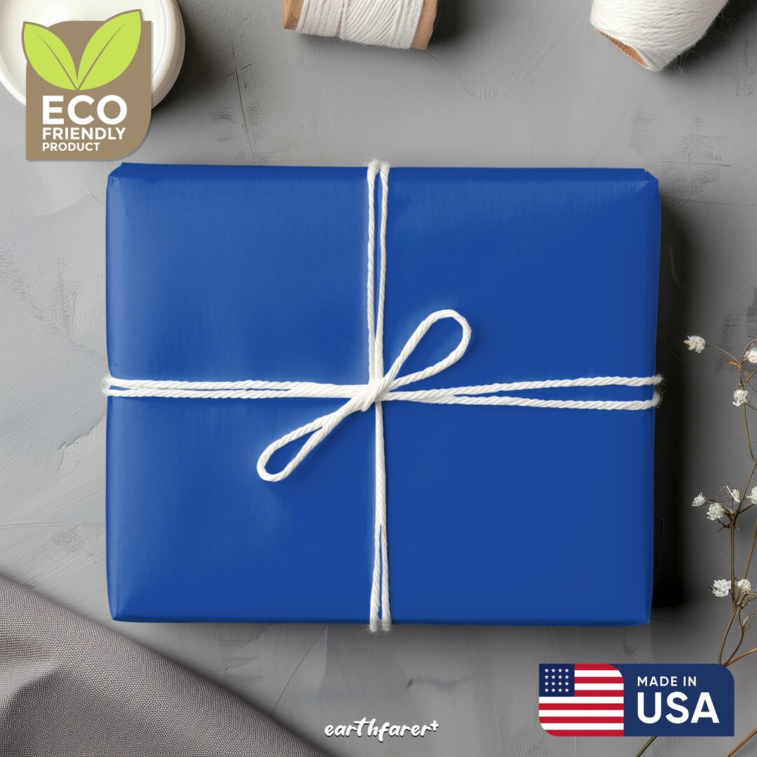 Blue Wrapping Paper Eco-friendly Gift Wrap Sustainable Solid Color ...