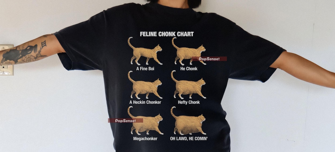 T-shirt - Feline Conk Chart, Funny Chonk Cat Meme - Chonk Cat Meme T ...