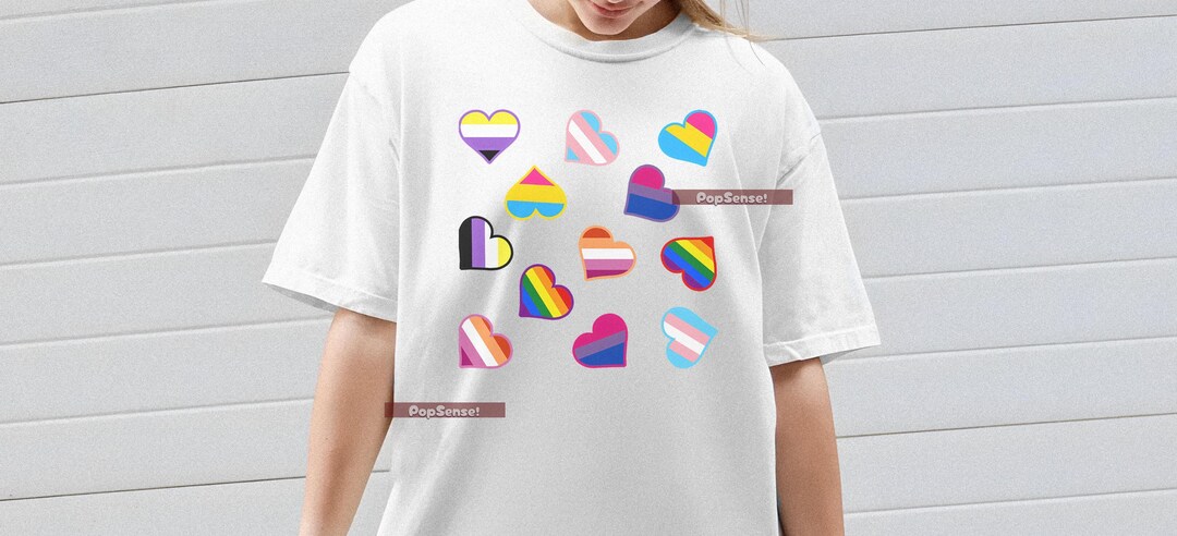 T-shirt - Pride Flags Hearts - Rainbow Pride Flag T-shirt Cute LGBTQ+ ...