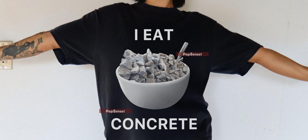 T-shirt - I Eat Concrete - Oddly Funny Black T-shirt - Bizarre Meme ...