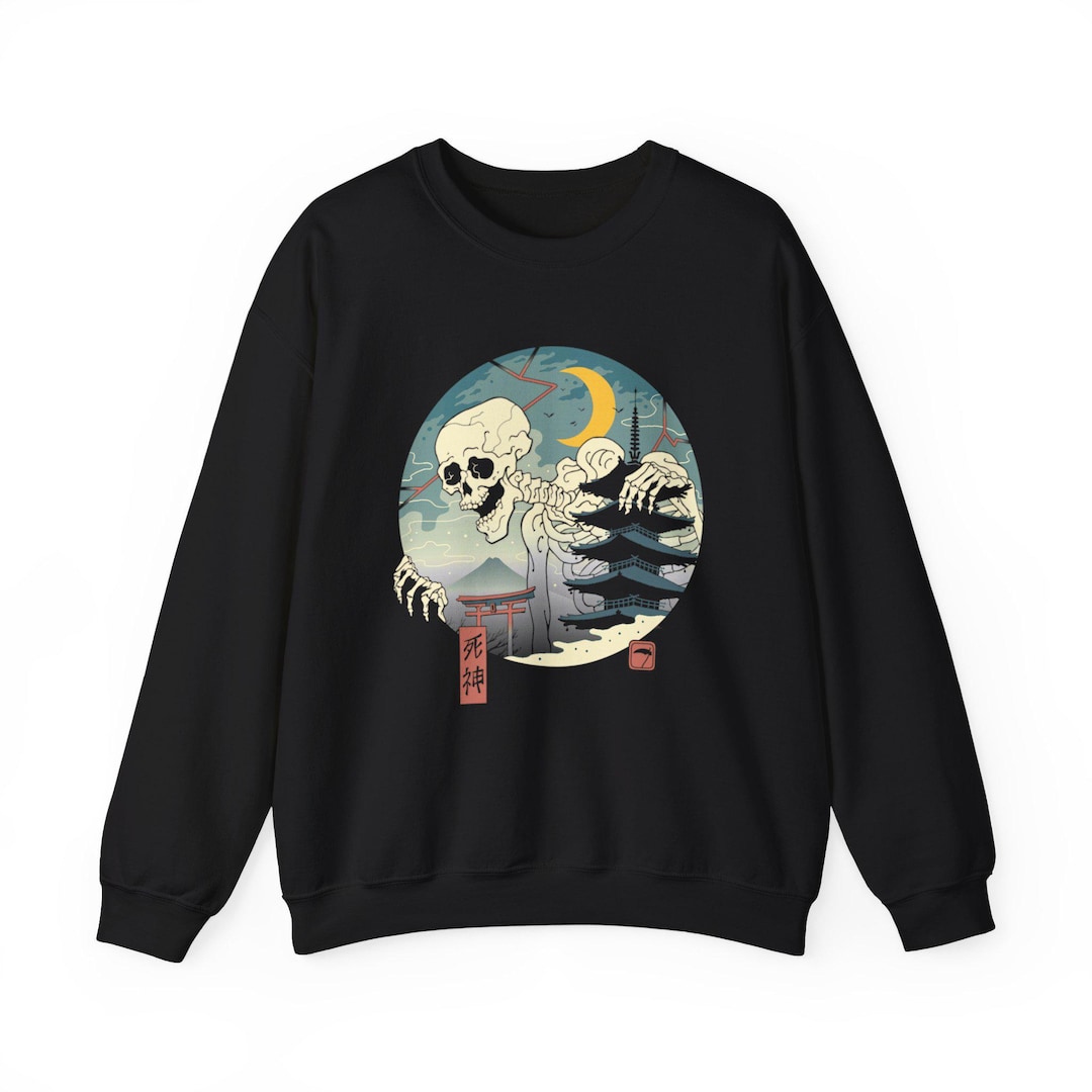 Shinigami Ukiyo-e Sweatshirt: Grim Reaper Skeleton Crewneck - Etsy