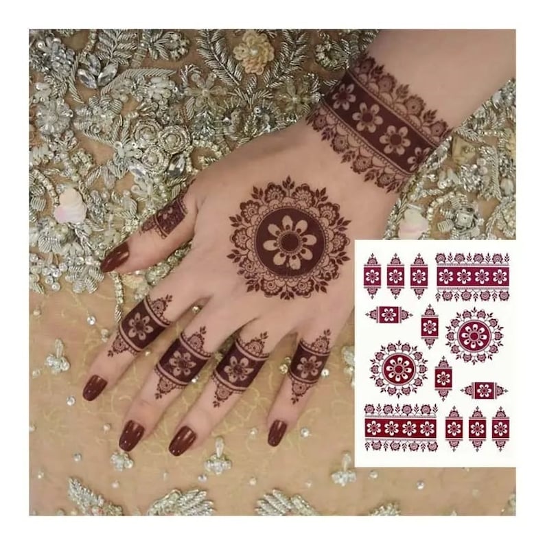 Henna Style Tattoo Stickers Temporary Henna Tattoo Fake Henna stylish ...