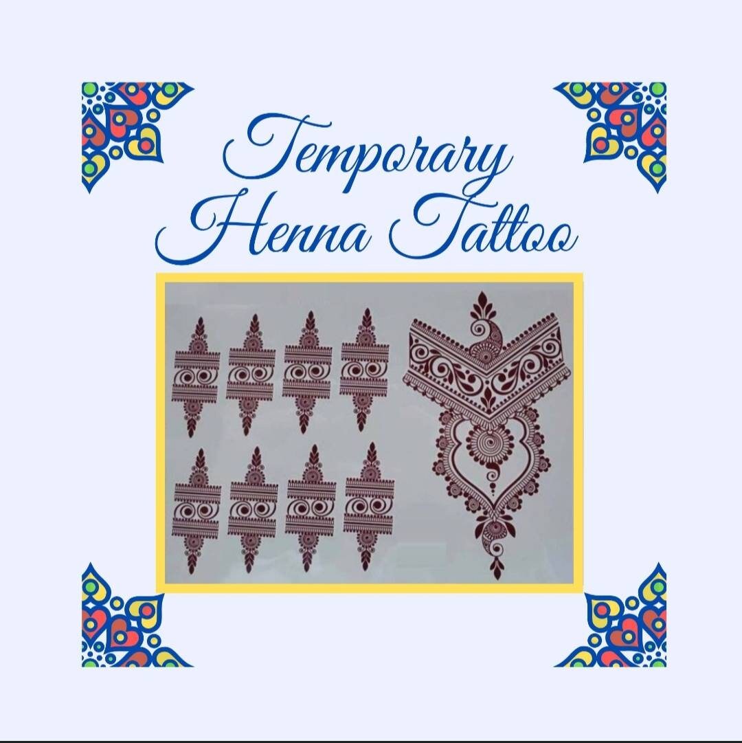 Henna Style Tattoo Stickers- Temporary Henna Tattoo- Fake Henna ...