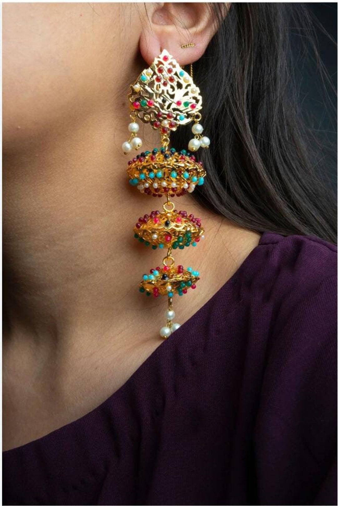 Nauratan Jhumka Multani Jhumka Hyderabadi Jhumki, Navratan Jhumki ...