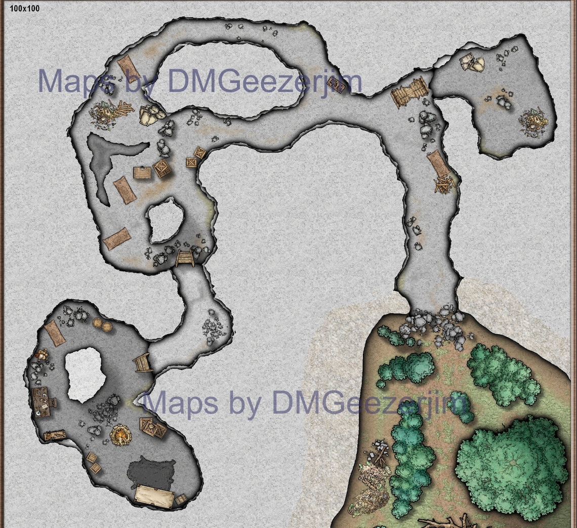 Cave Battle Map, D&D Lair Map, VTT Ready Battle Map. RPG Caves/caverns ...