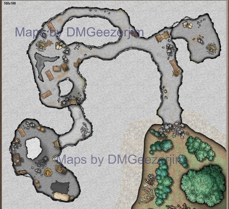 Cave Battle Map, D&D Lair Map, VTT Ready Battle Map. RPG Caves/caverns Map, Adventure Guide ...