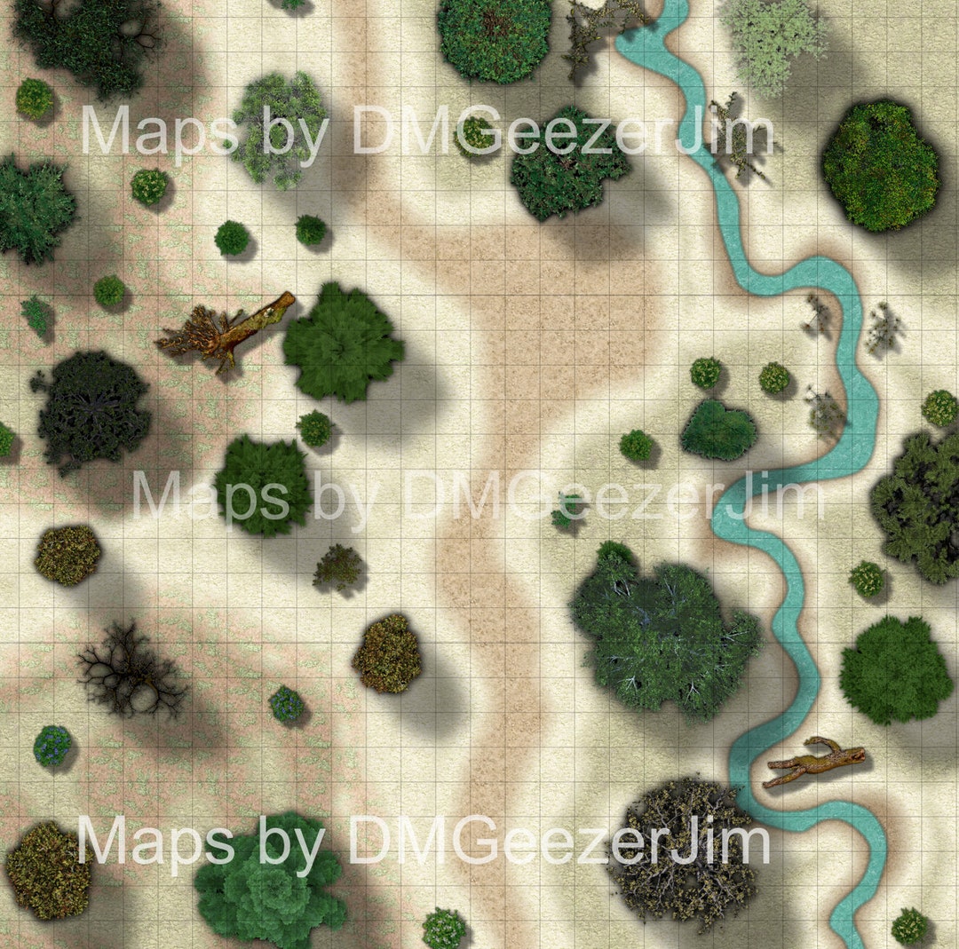 Forest Path Creek Battle Map, D&D Battle Map, VTT Digital Map for RPG ...