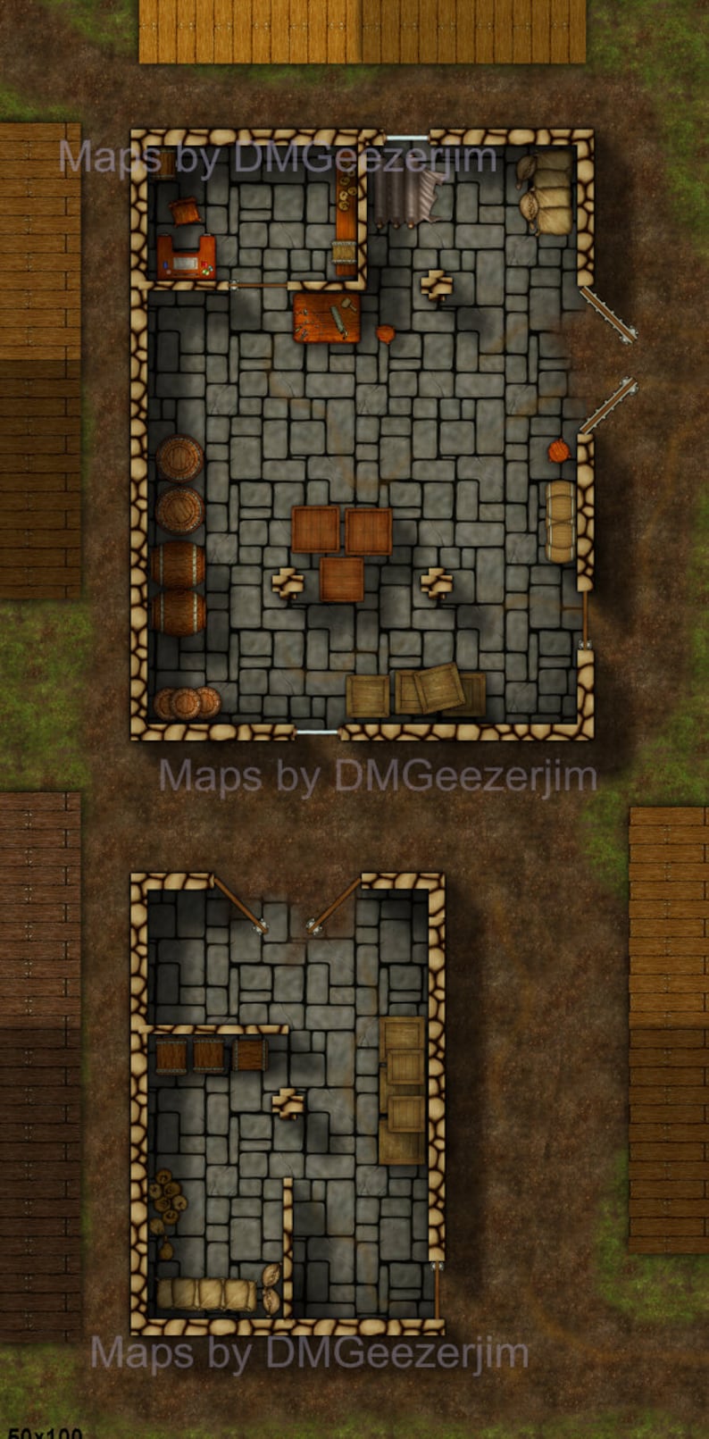 D&D, RPG Battle Map, Warehouse Map, VTT Ready Digital Map, City/urban ...