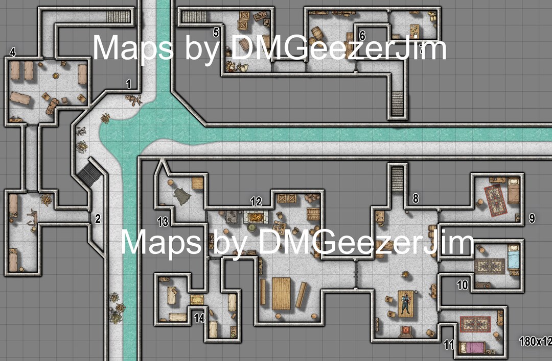 Sewer Outpost Battle Map D&D VTT Map Underground Sewer - Etsy