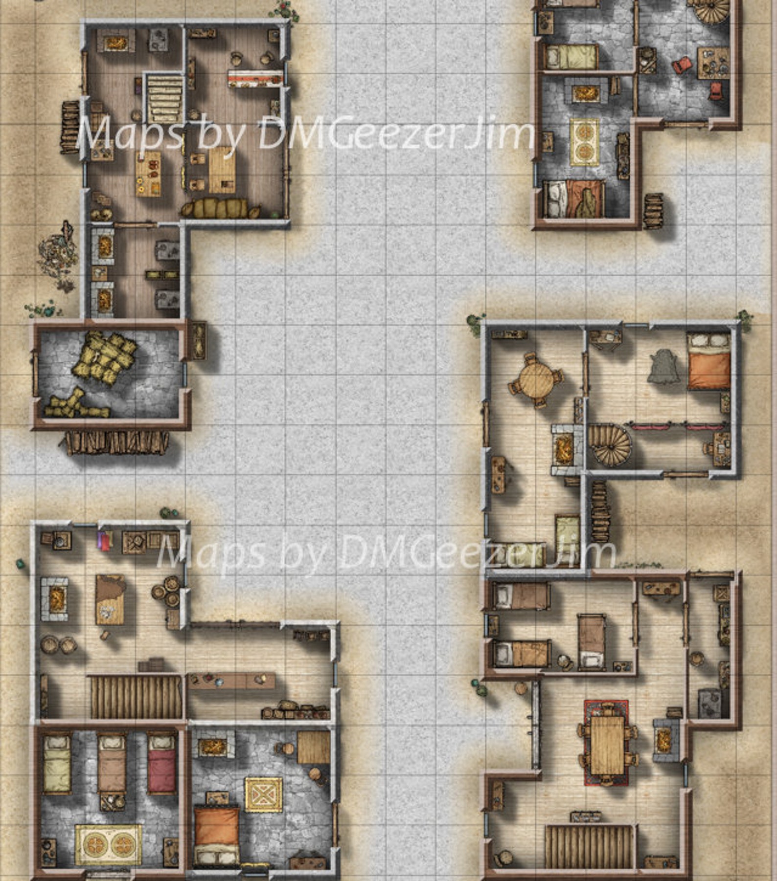 Battle Map, City Street, VTT, Digital Map, D&D, RPG, Dnd Urban Battle ...