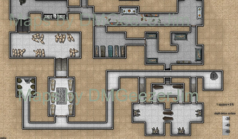 Graveyard and Crypts Battle Map, D&D VTT Digital Battle Map, Contains ...