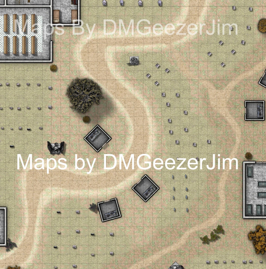 Graveyard and Crypts Battle Map, D&D VTT Digital Battle Map, Contains ...