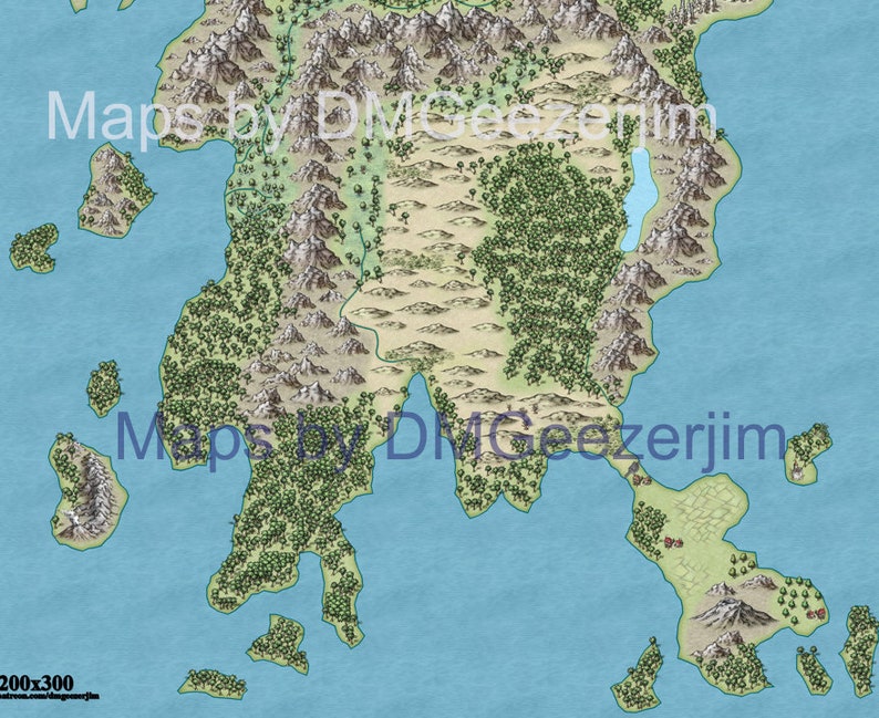 D&D Outdoor Map, Isle of Dread Remake, Digital RPG Map, Classic DND Map ...