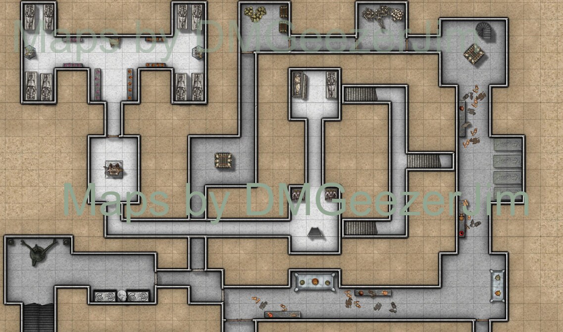 Graveyard and Crypts Battle Map, D&D VTT Digital Battle Map, Contains ...
