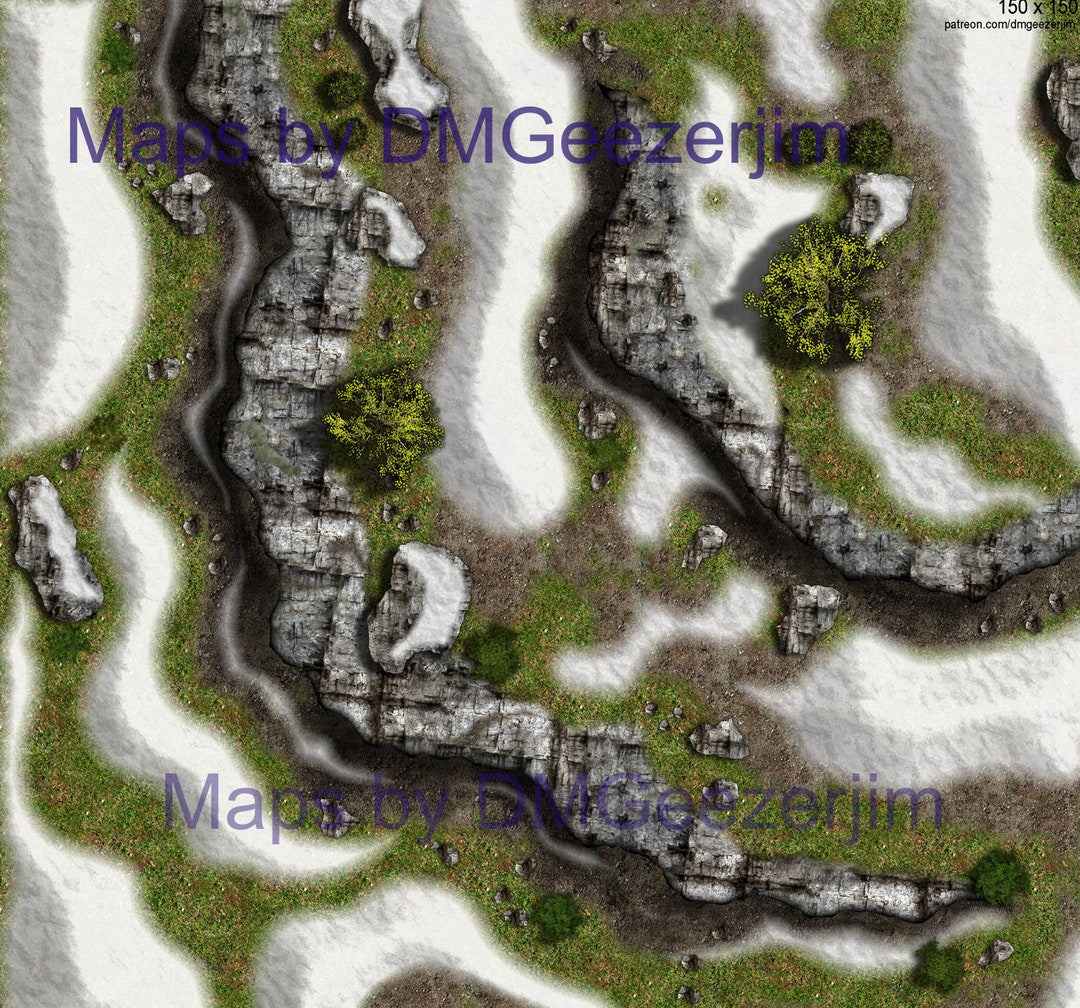 Snowy Cliff Battle Map for D&D, RPG. Digital Battle Map, VTT Map File ...