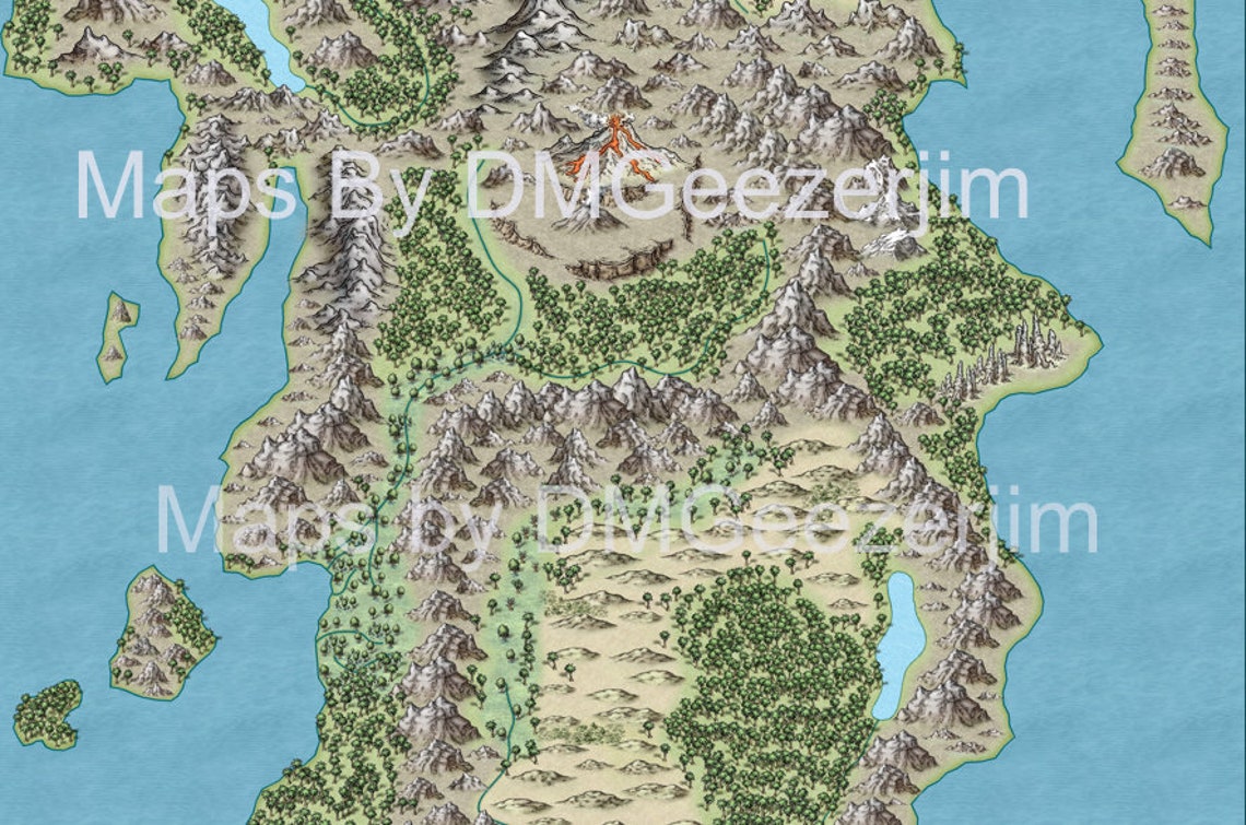 D&D Outdoor Map, Isle of Dread Remake, Digital RPG Map, Classic DND Map ...