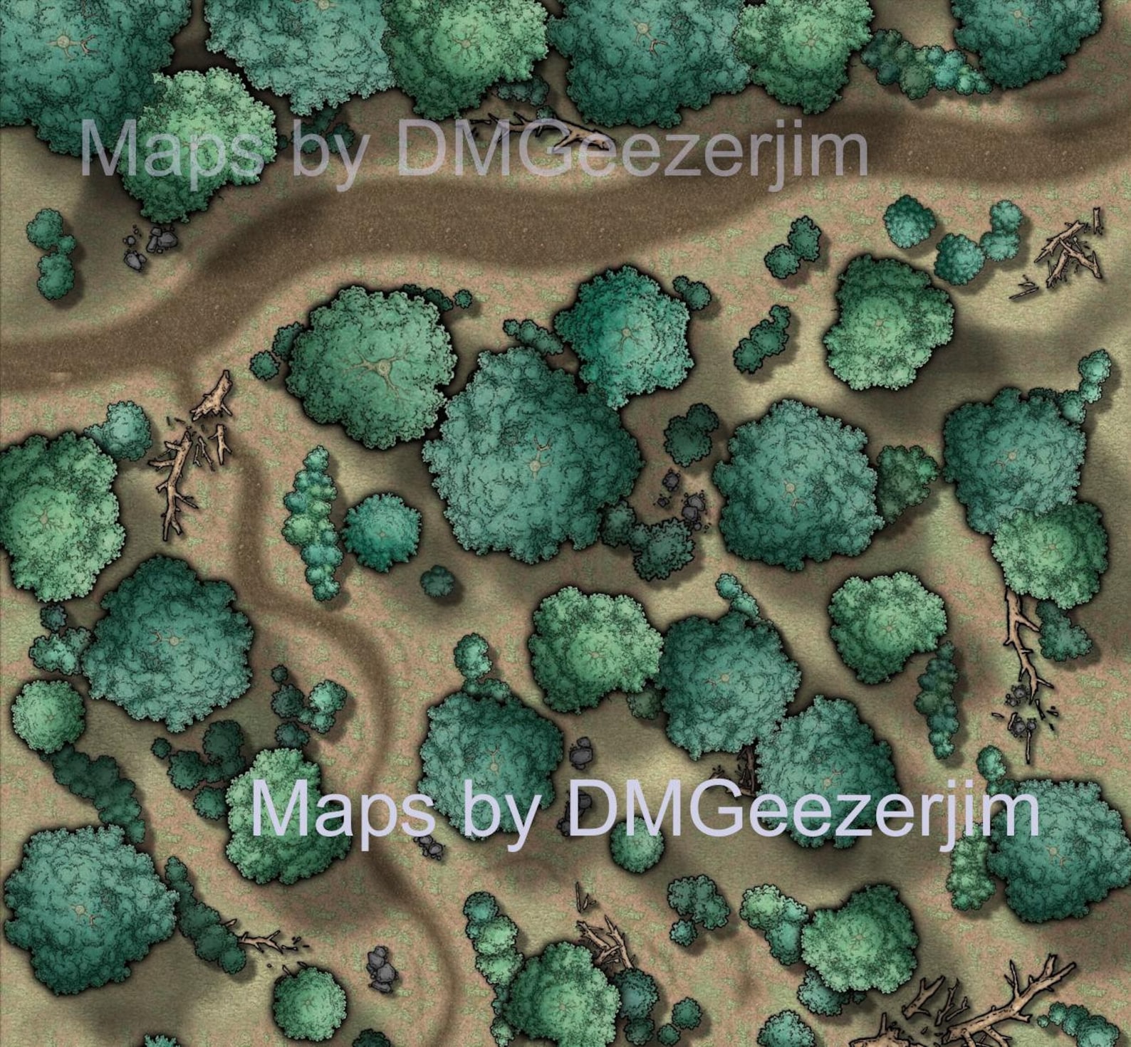 Forest Trail Map, Vtt/digital Battle Map for D&D/RPG Use. Printable ...