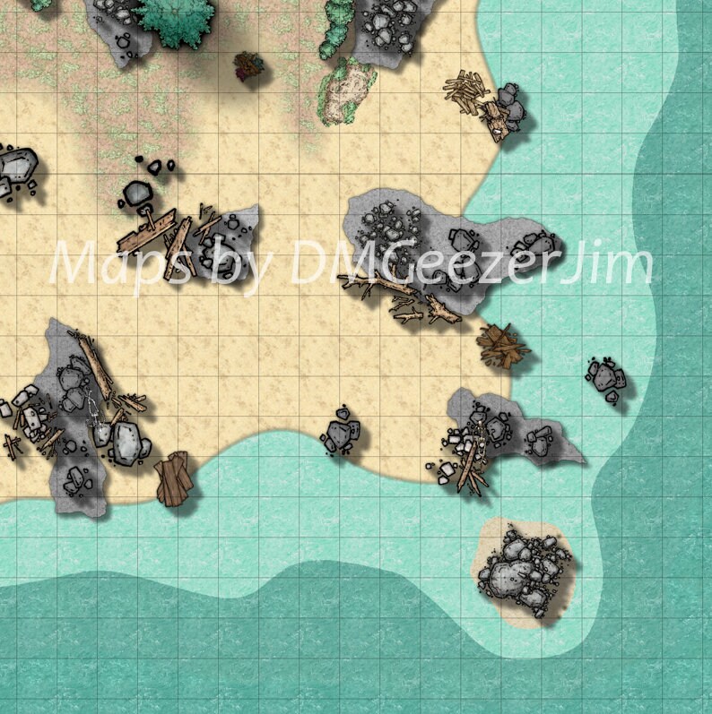 D&D Battle Map Coastal Water Battle Map VTT Digital Map - Etsy
