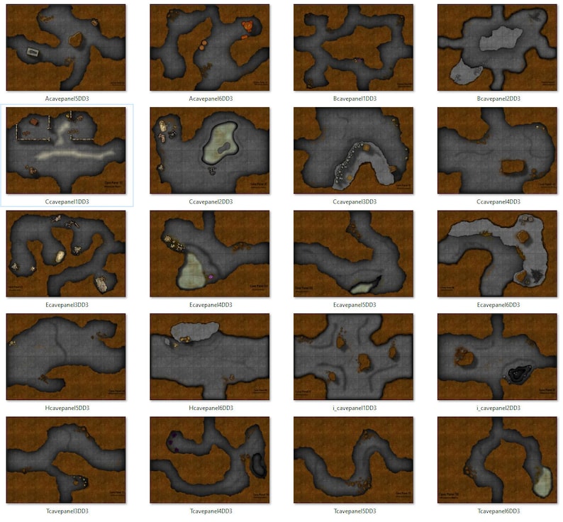 Caves and Caverns Maps, 40 Map Pack, Geomorphic Cave Map Tiles, VTT ...