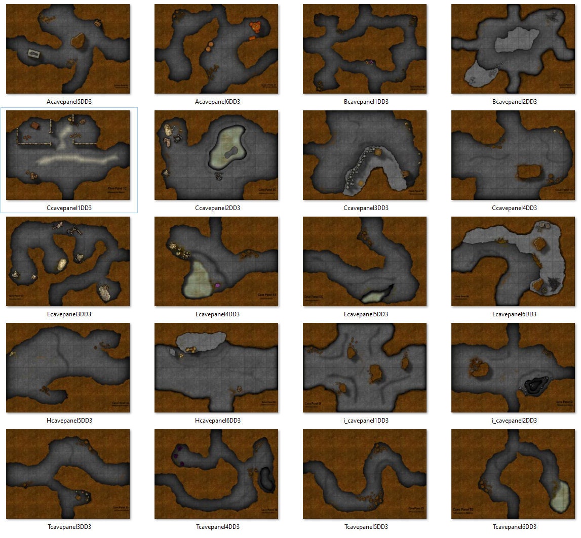 Caves and Caverns Maps, 40 Map Pack, Geomorphic Cave Map Tiles, VTT ...