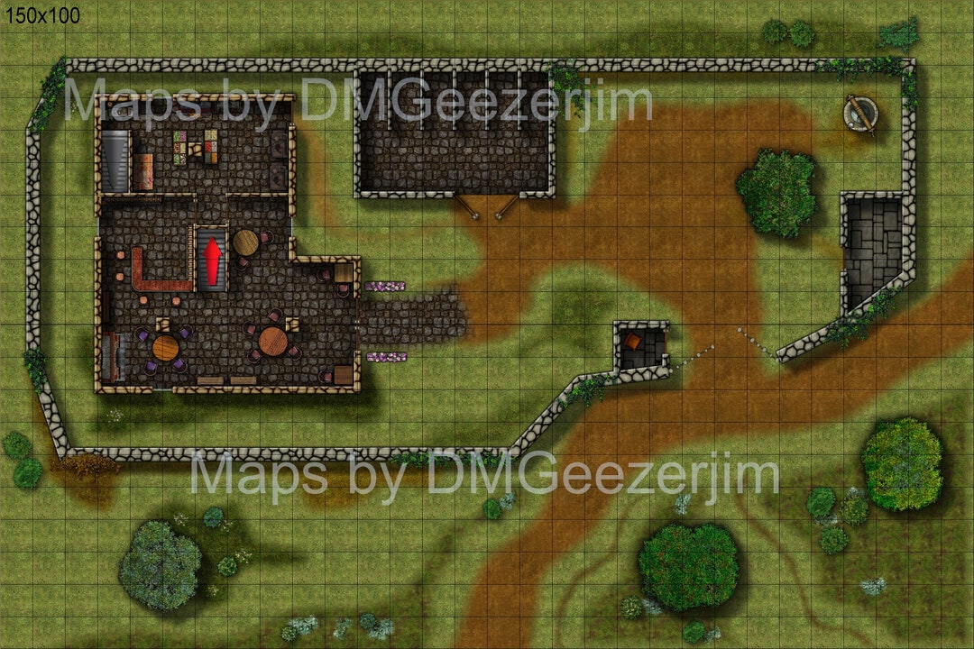 RPG/DND Inn/roadhouse Battle Map. VTT Ready Small Inn or Generic Tavern ...