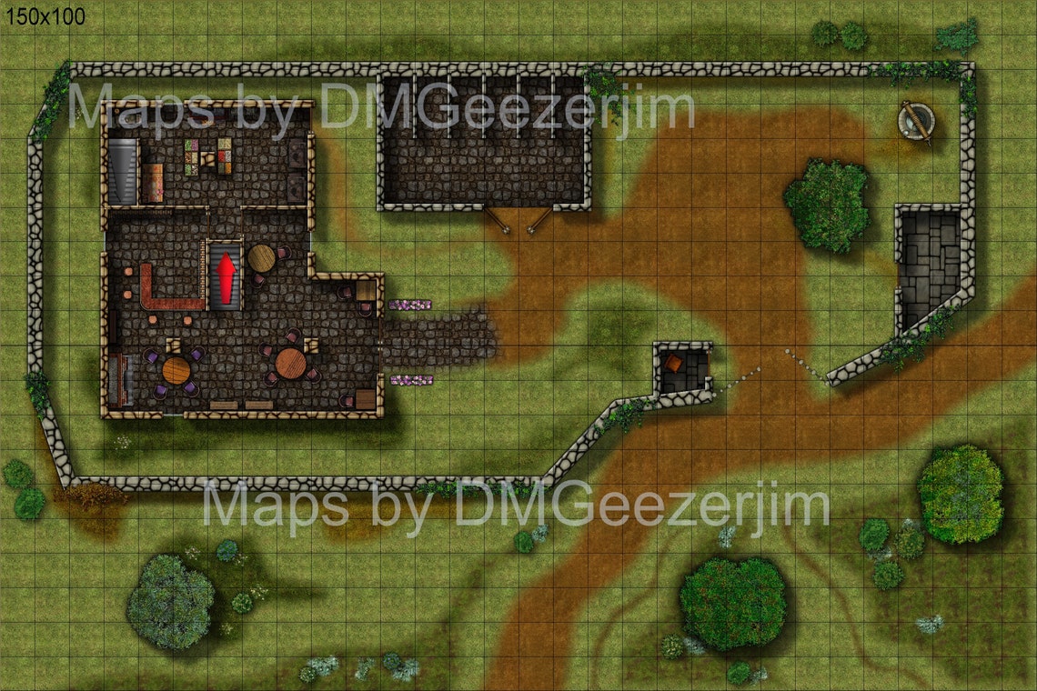 RPG/DND Inn/roadhouse Battle Map. VTT Ready Small Inn or Generic Tavern ...