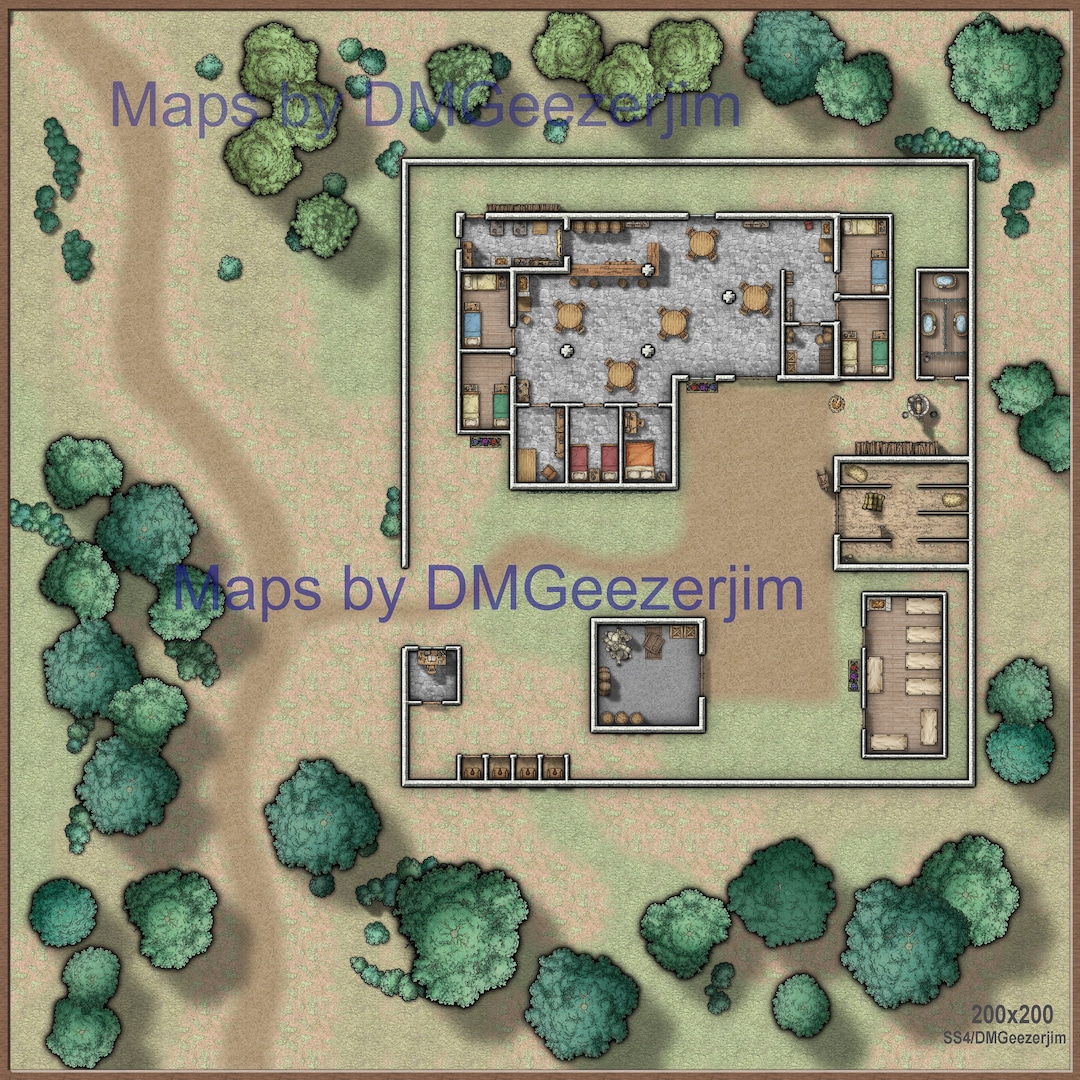 Inn and Tavern Map, Roadside Inn for D&D and Other Rpg's. VTT Ready ...