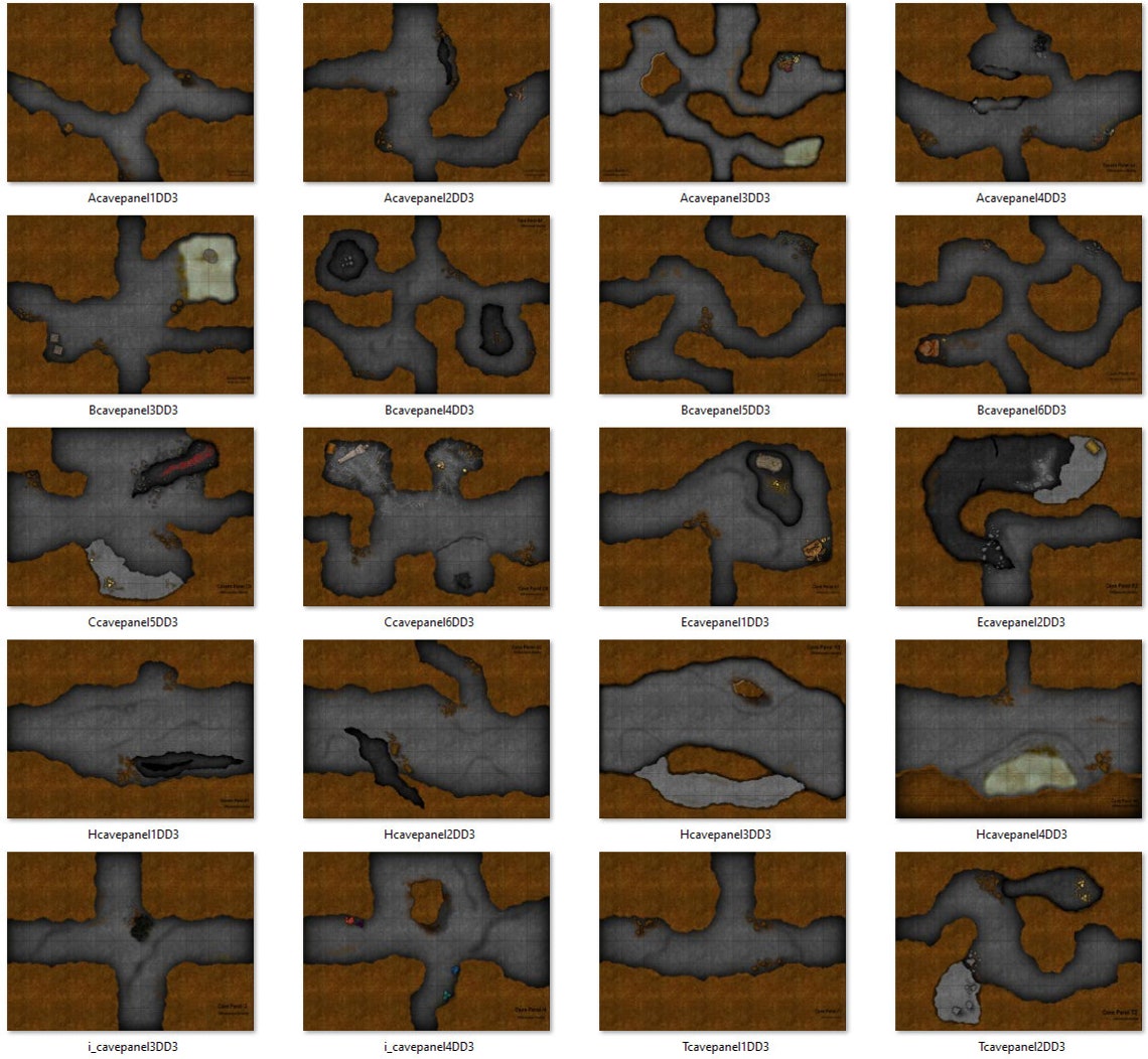 Caves and Caverns Maps, 40 Map Pack, Geomorphic Cave Map Tiles, VTT ...