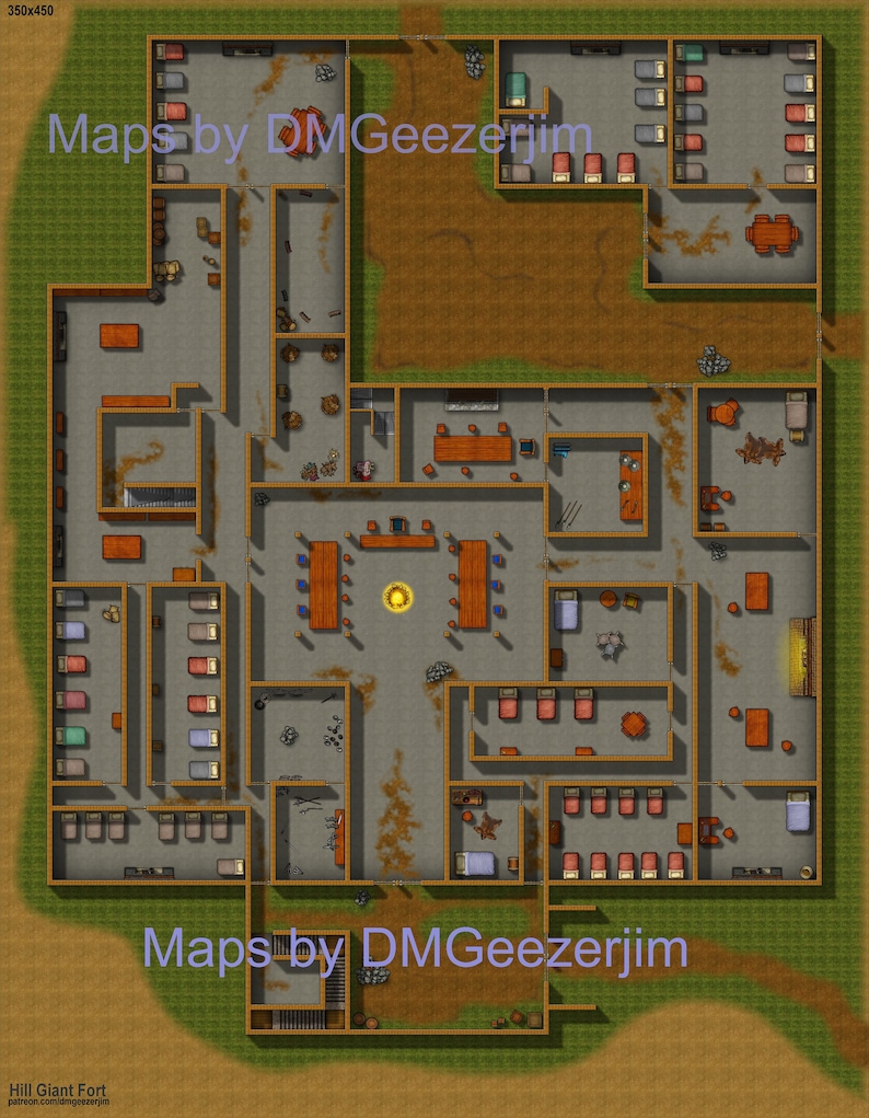 VTT Battle Map for D&D, Giant Fort Map, Hill Giant Fort, RPG Battle Map ...
