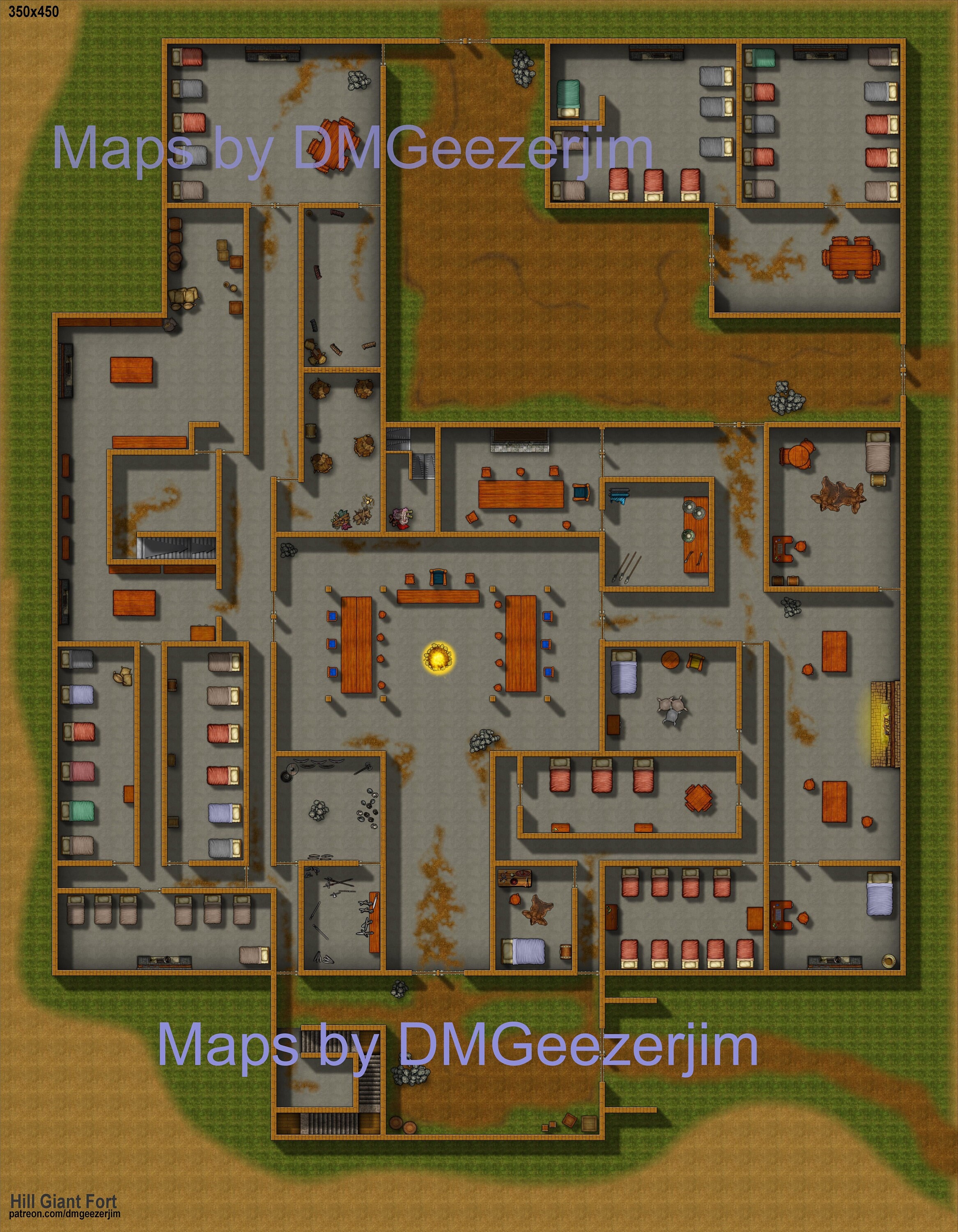 VTT Battle Map for D&D, Giant Fort Map, Hill Giant Fort, RPG Battle Map ...