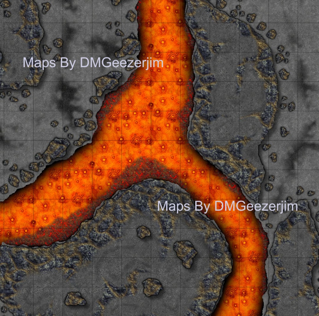 Lava Field Battle Map, Volcanic Map, Lower Planes D&D RPG Battle Map, VTT Digital Battle Map ...