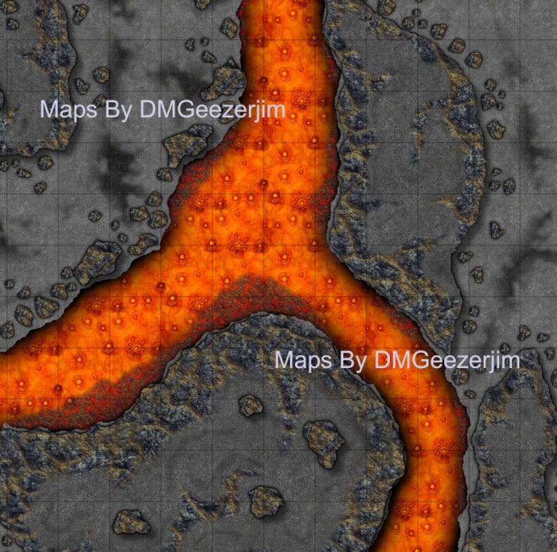 Lava Field Battle Map, Volcanic Map, Lower Planes D&D RPG Battle Map ...