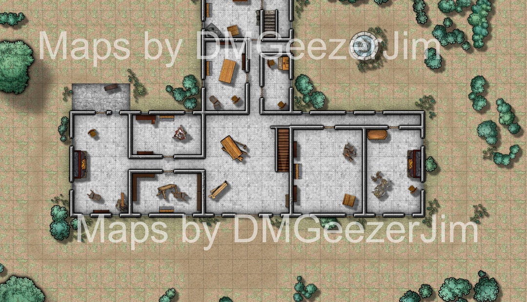 D&D Haunted Mansion Battle Map, VTT Multi Story House Battle Map, Saltmarsh Mansion VTT Battle ...