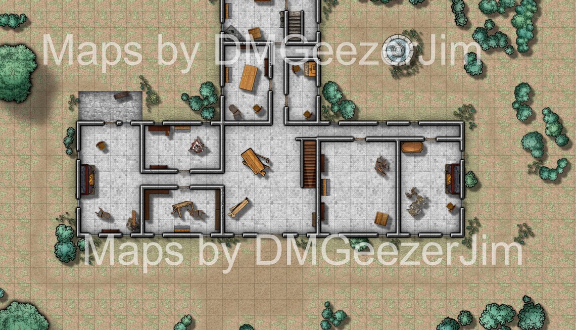 D&D Haunted Mansion Battle Map, VTT Multi Story House Battle Map ...