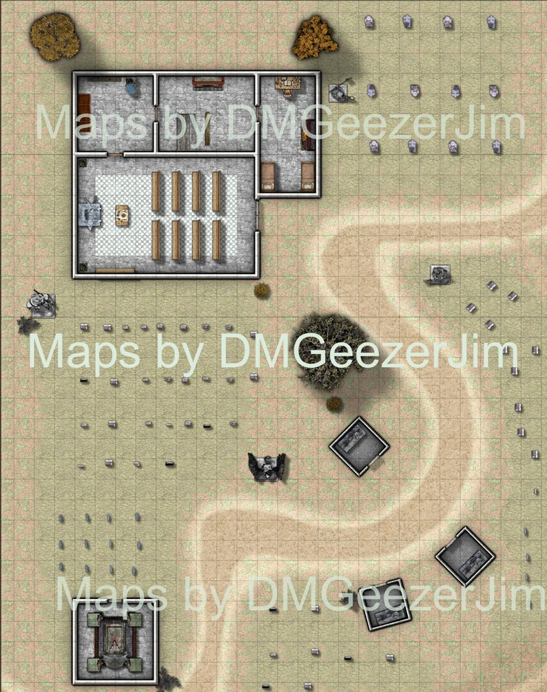 Graveyard and Crypts Battle Map, D&D VTT Digital Battle Map, Contains ...