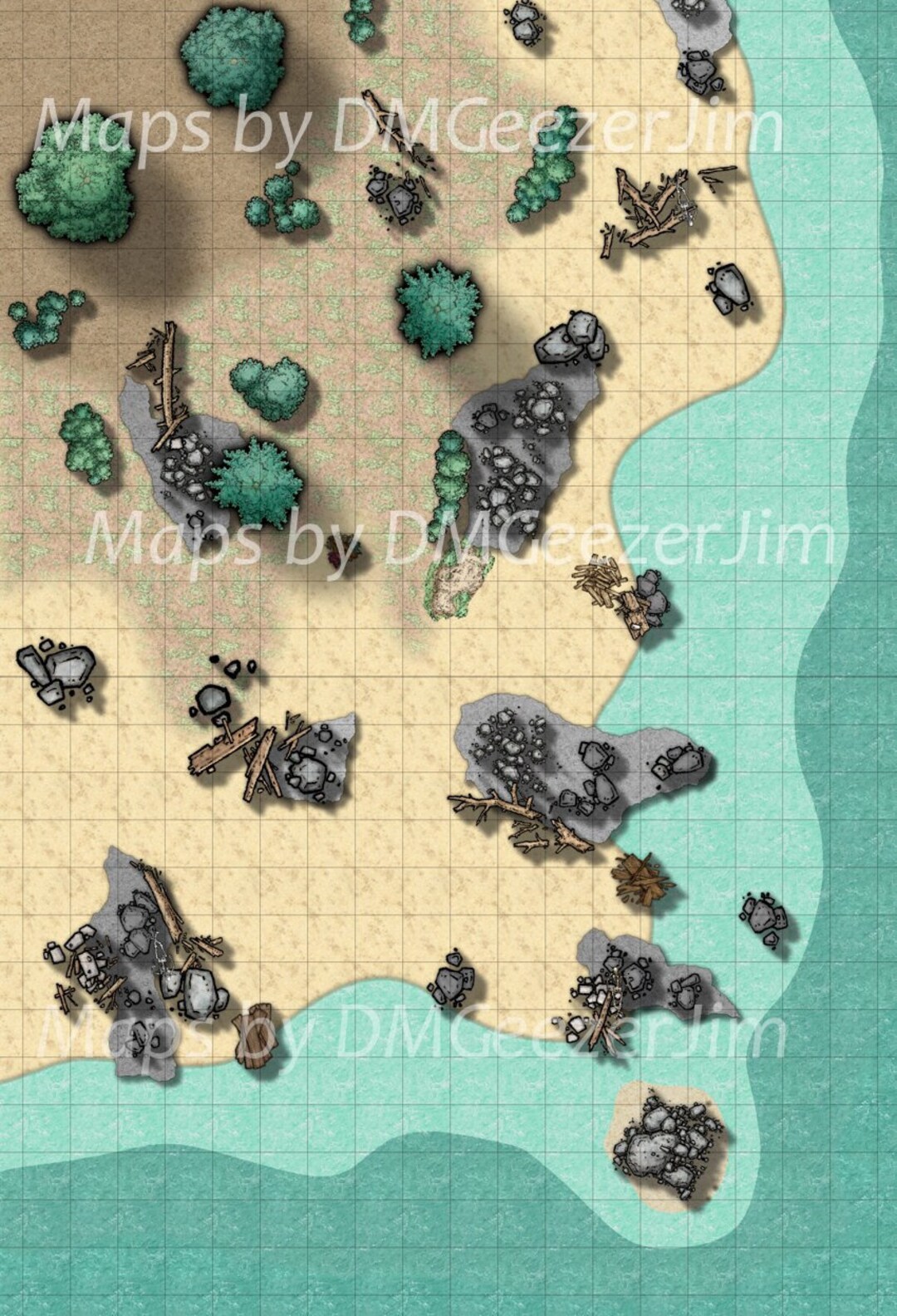 D&D Battle Map Coastal Water Battle Map VTT Digital Map - Etsy