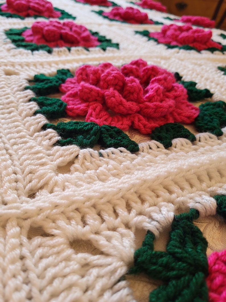 Raised Flower Crochet Afghan - Etsy