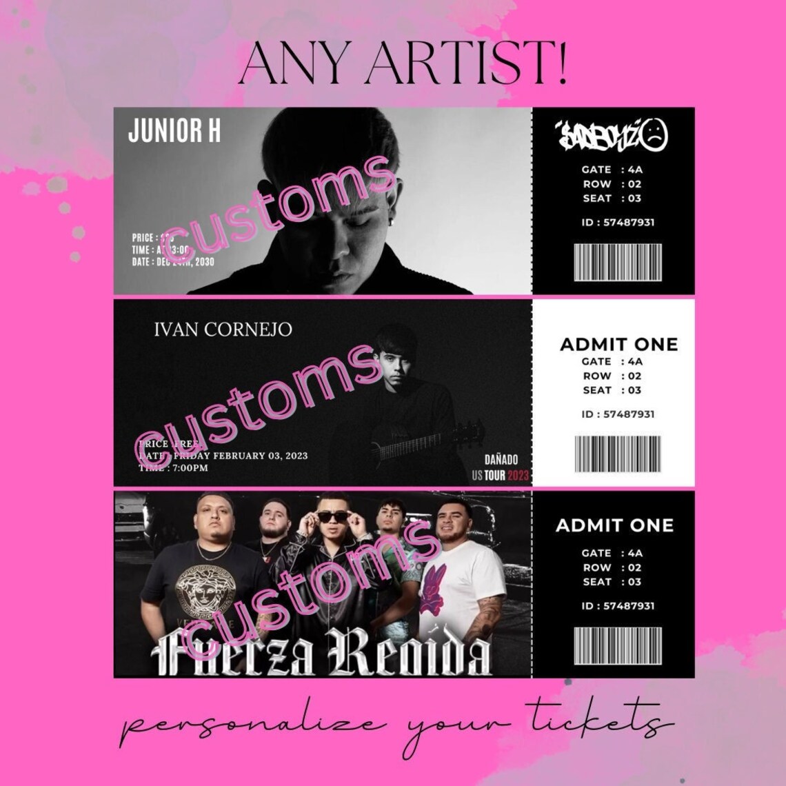 Customized Concert Tickets Ivan Cornejo Junior H Fuerza - Etsy