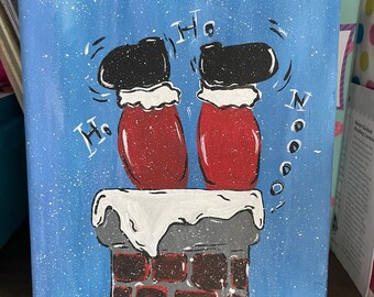 Santa Stuck in a Chimney Painting | Festive Holiday Artwork | Christmas ...