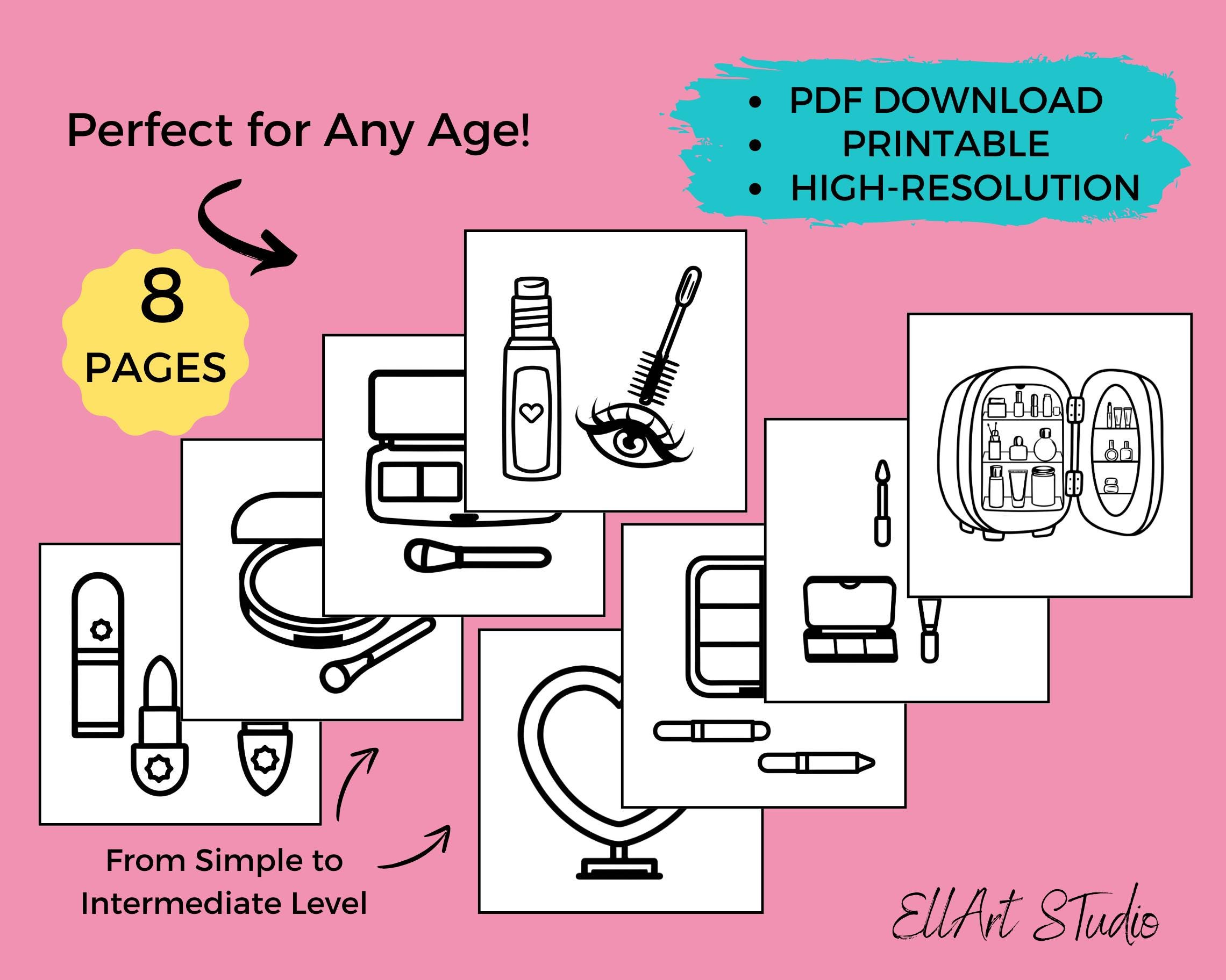 Makeup Bold and Easy Coloring Pages | Makeup Easy Coloring Book for ...