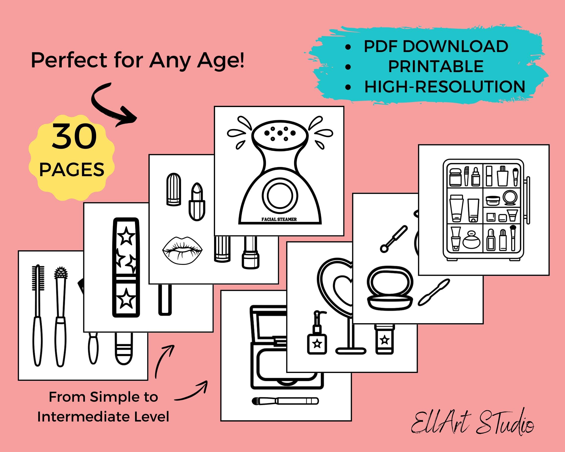 Makeup Bold and Easy Coloring Pages | Makeup Easy Coloring Book for ...