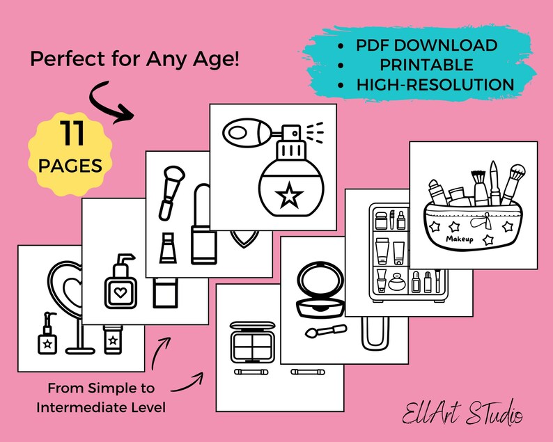 Makeup Bold and Easy Coloring Pages | Makeup Bold Coloring Book for ...