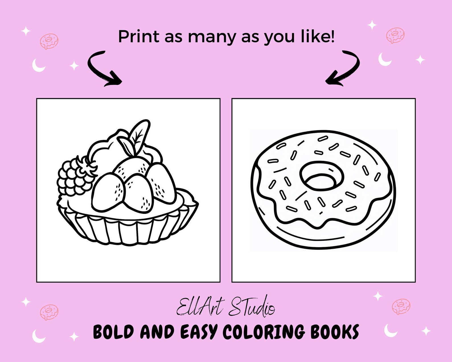 Sweets Bold and Easy Coloring Pages | Sweet Treats Easy Coloring Book ...
