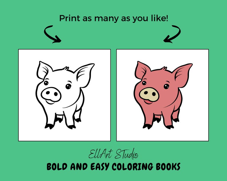 Bold and Easy Coloring Book Animals | Cute and Easy Bold Coloring Book ...