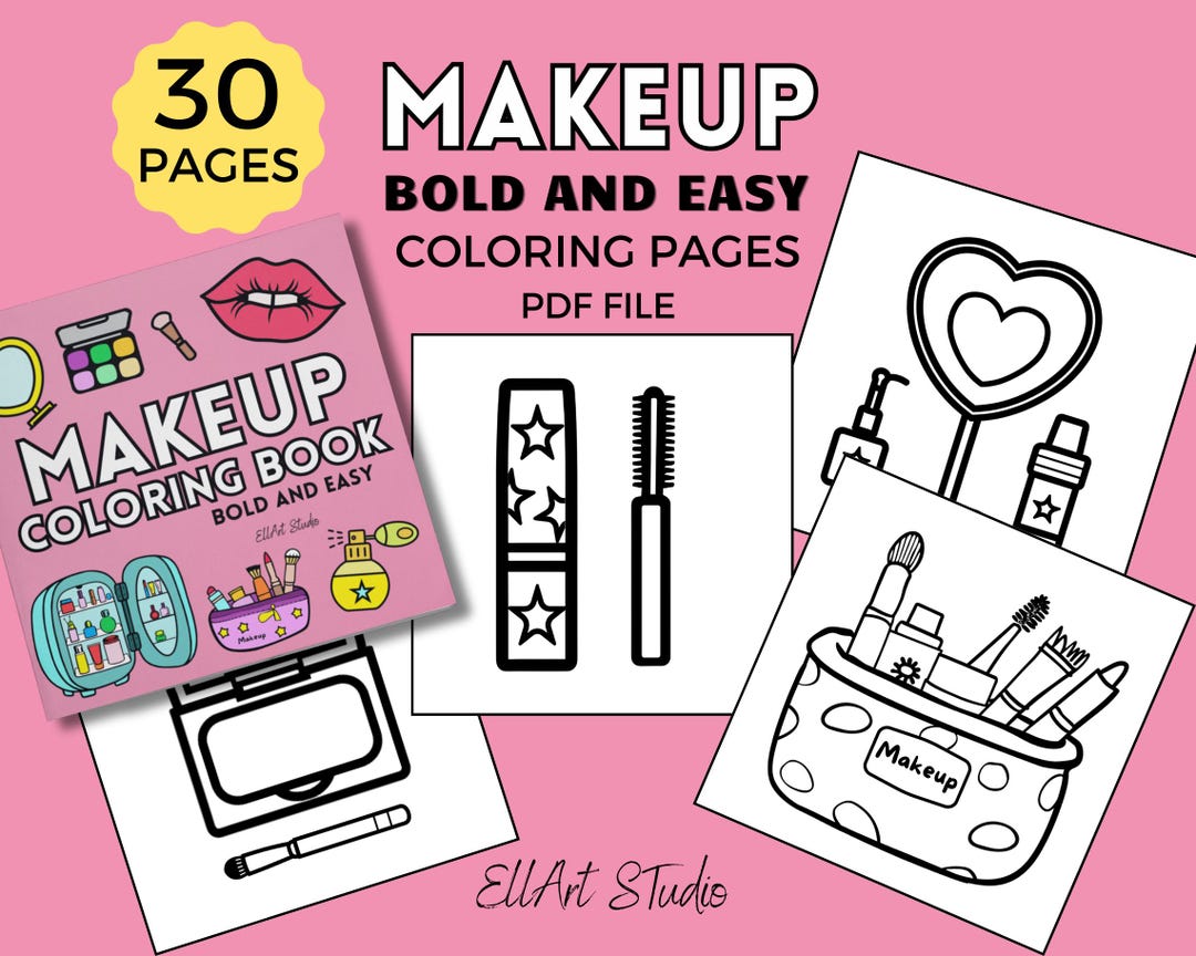 Makeup Bold and Easy Coloring Pages | Makeup Easy Coloring Book for ...