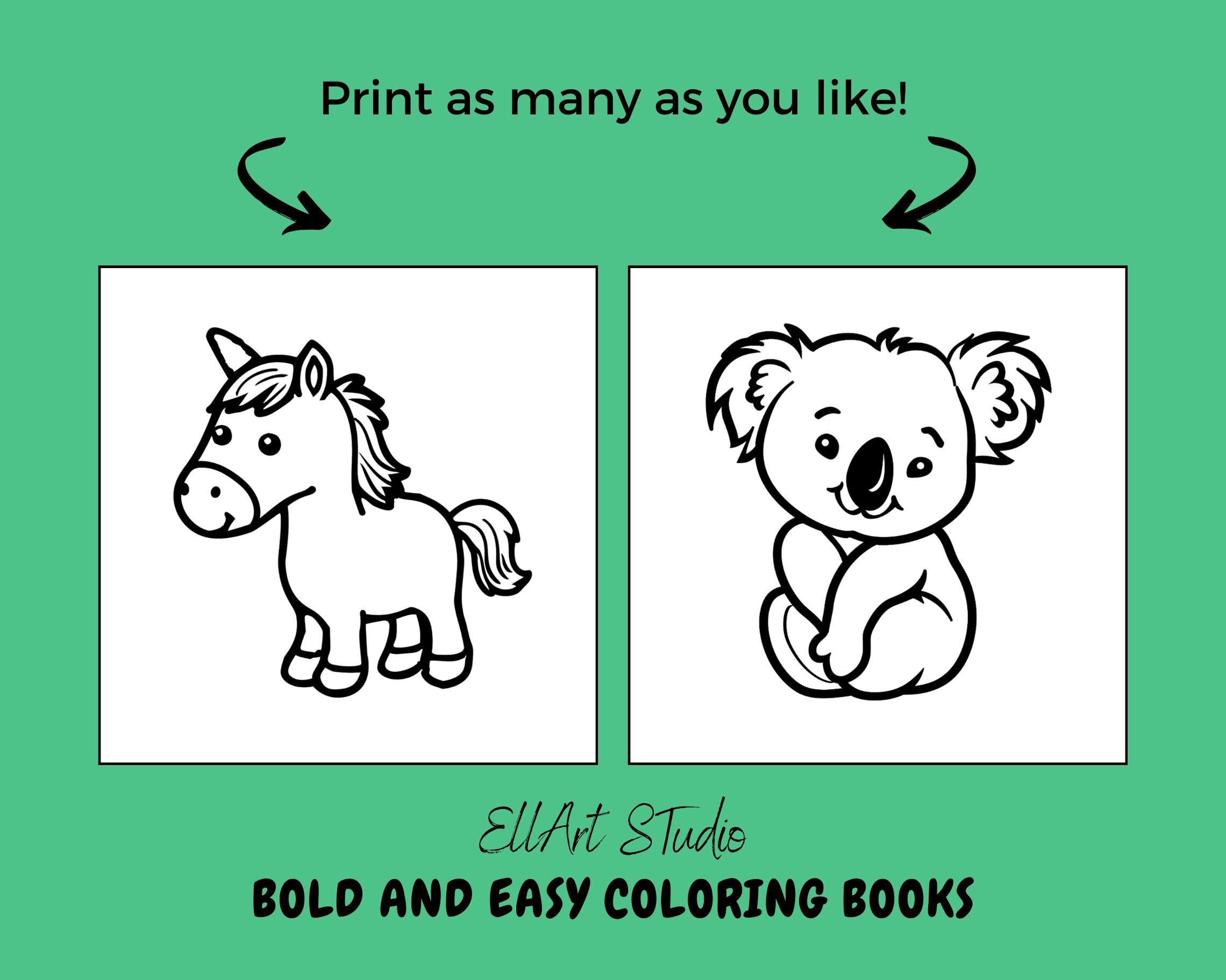 Bold and Easy Coloring Book Animals | Cute and Easy Bold Coloring Book ...