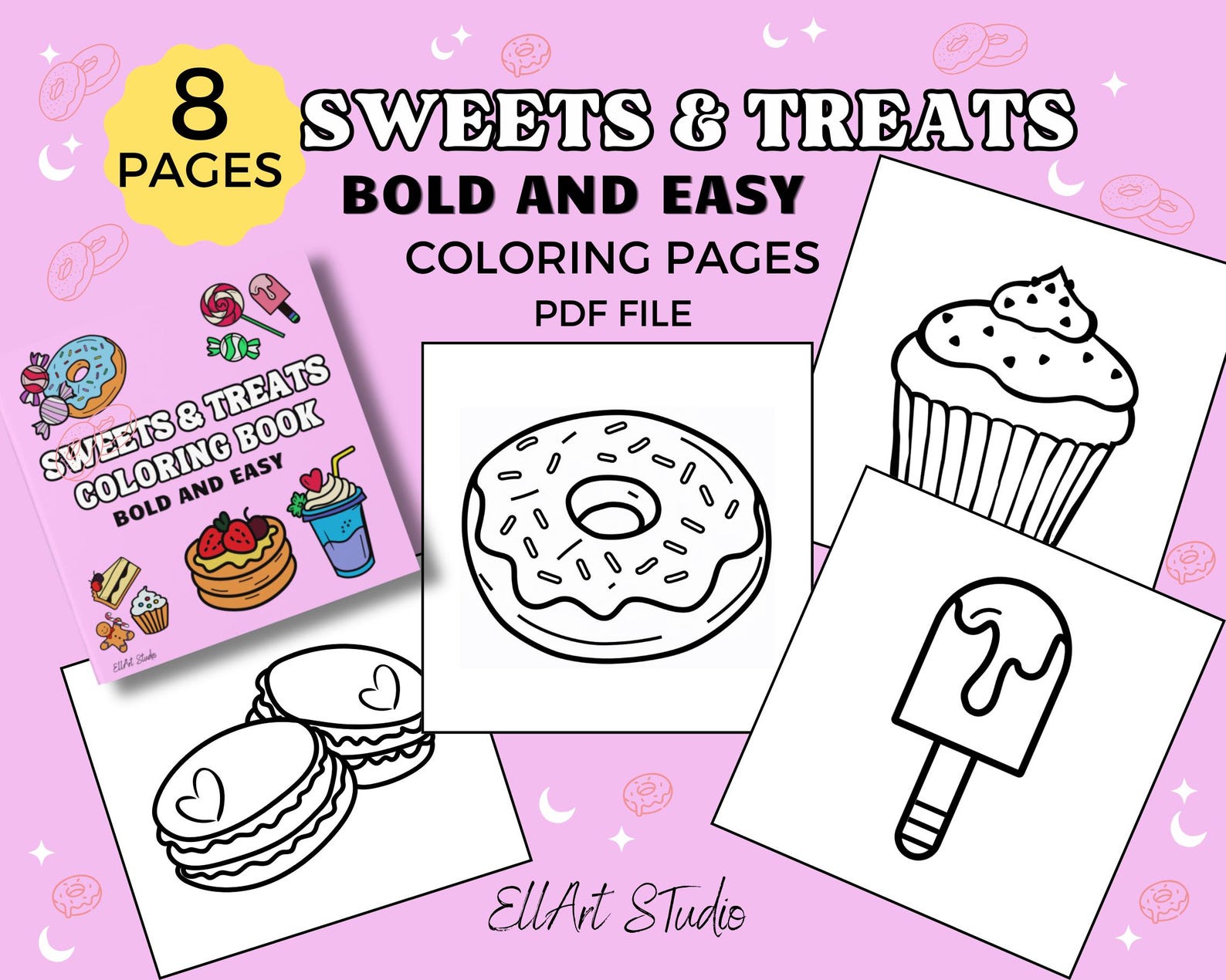 Sweets Bold and Easy Coloring Pages Sweet Treats Easy Coloring Book for ...