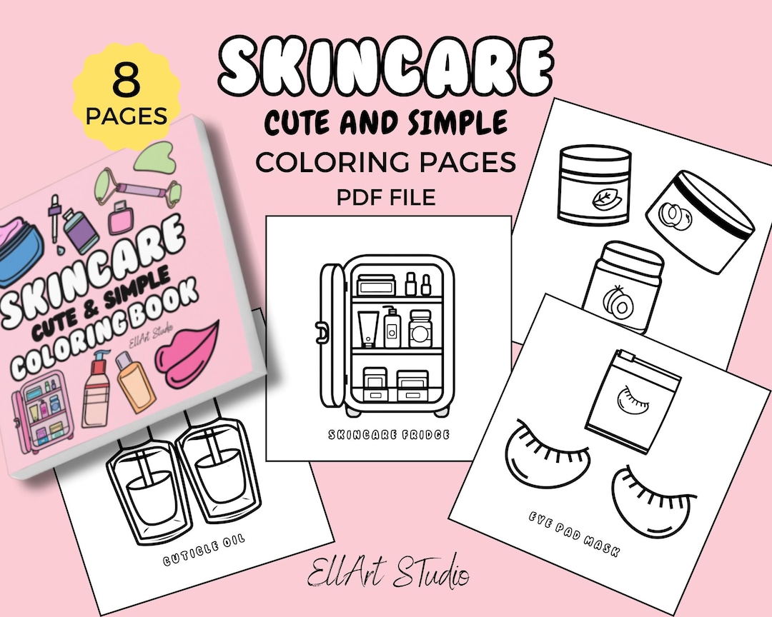 Cute Skincare Coloring Pages | Cute Coloring Book Digital | Simple ...